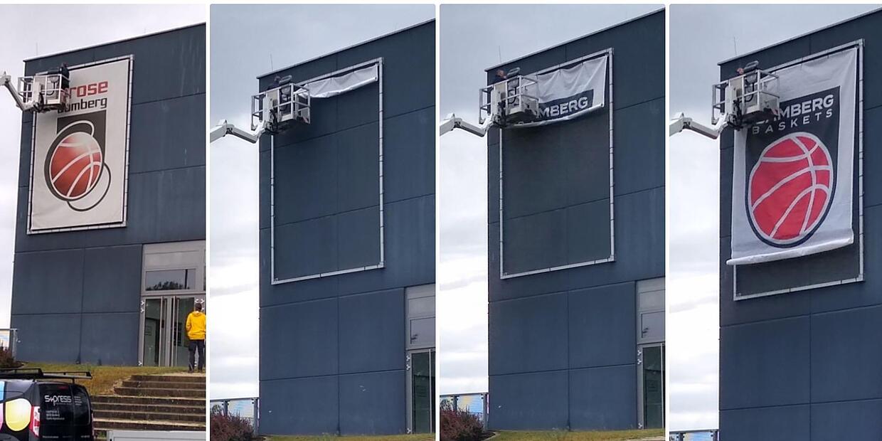 Basketball: Der Name der Bamberger Baskets prangt an der Brose-Arena