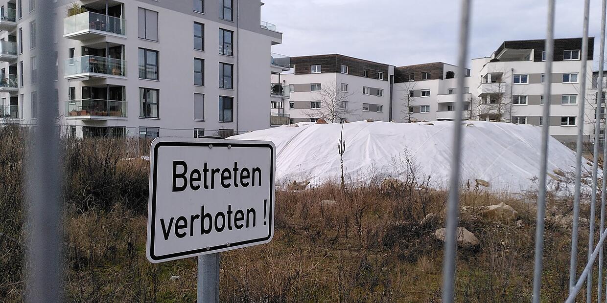 Erdhaufen auf der Erba-Insel in Bamberg könnte noch lange liegen