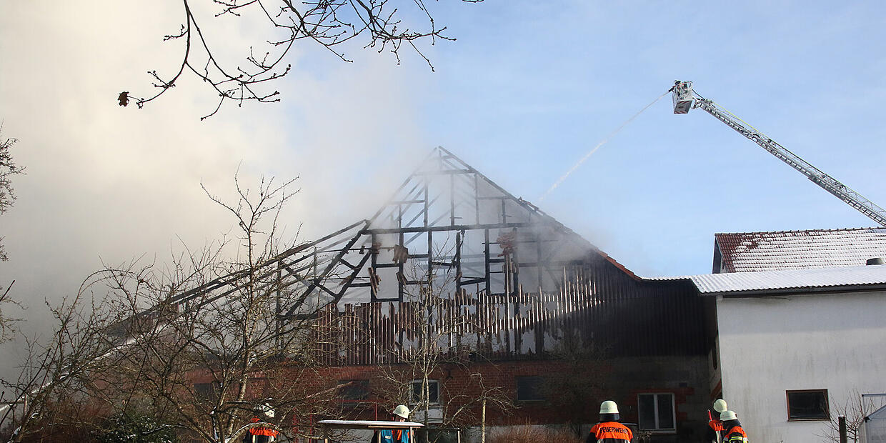 Vollbrand einer Scheune in Meeder im Kreis Coburg